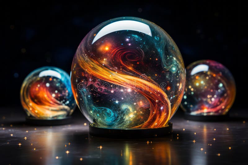 Magic Spheres of Fortune Teller with Galaxy Inside, Mind Power Concept ...