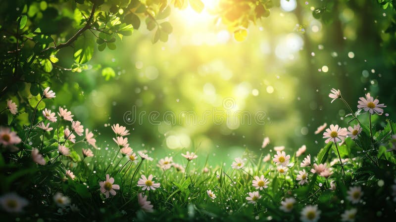 Magic Spring Background with Copy Space Stock Photo - Image of grass ...