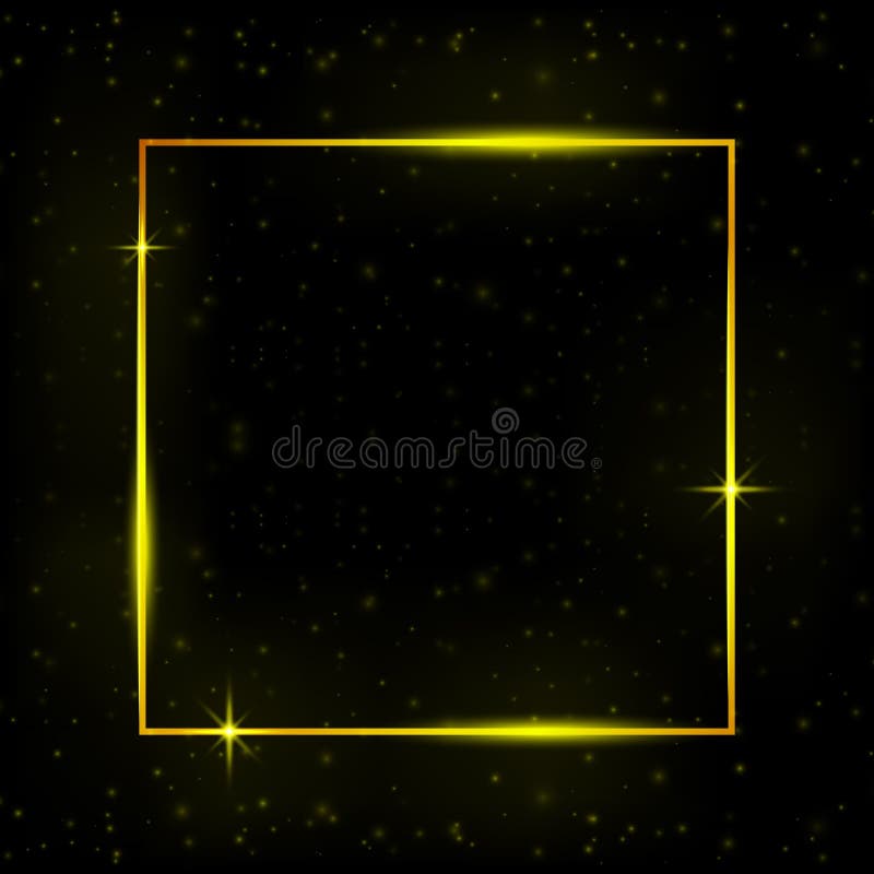 Magic Square. Golden Frame with Lights Effects. Shining Rectangle ...