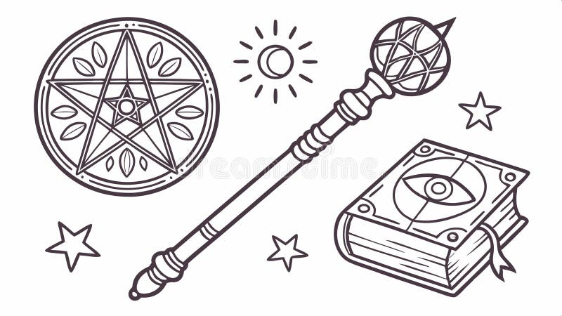 Magic Staff and Book, Fantasy and Mystical Themes for Spell Casting ...
