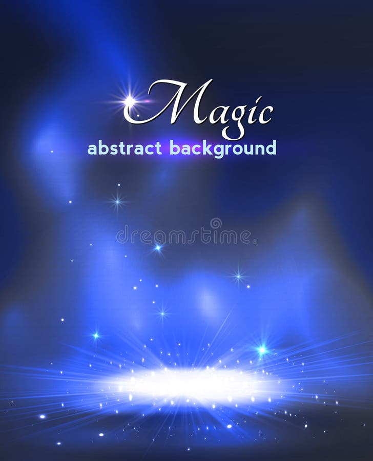 Magic Stage Background with Smoke and Stars Stock Illustration ...