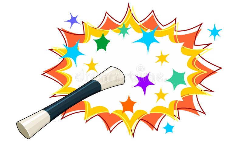 Magic Starburst Flash with Cartoon Magic Wand and Star Stock Vector ...
