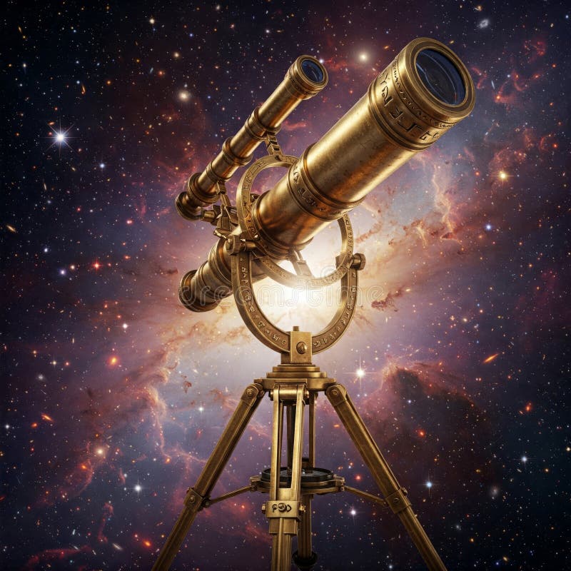 The Magic of Stargazing through a Timeless Lens Stock Illustration ...
