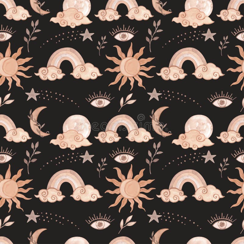 Magic Stars Pattern on Black Background Stock Vector - Illustration of ...