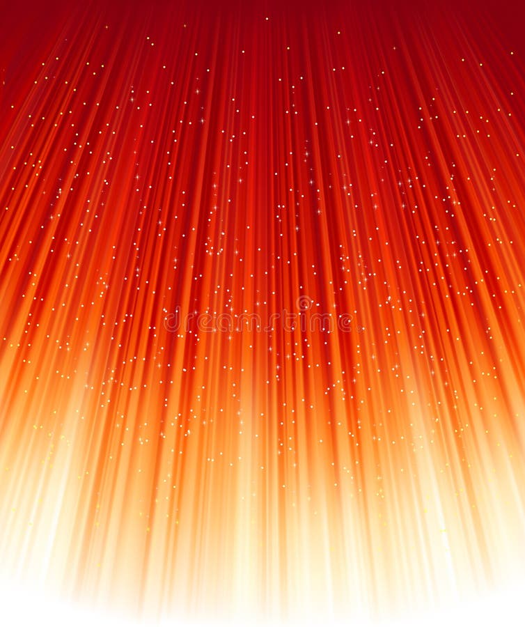 Magic Stars on Rays of Red Golden Light. Vector Stock Vector ...