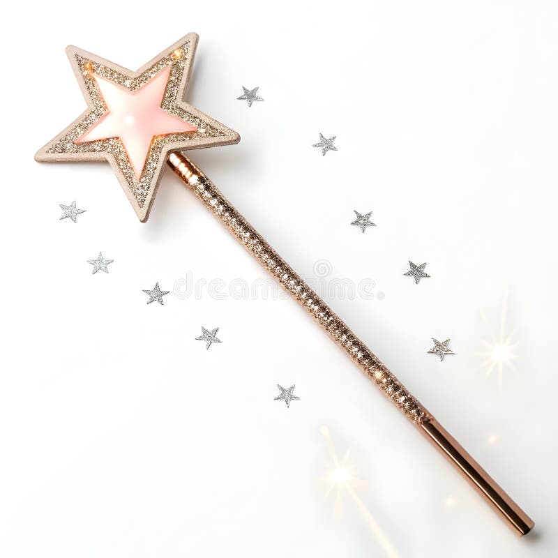 Magic Stick with Star Show Element Isolated on White Background Stock ...