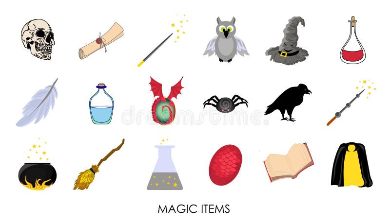 Magic Stickers. Collection of Mystical Magic Items Stock Illustration ...