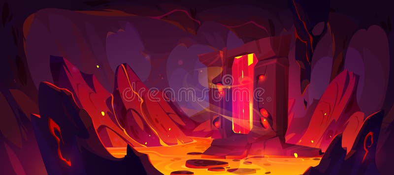 Lava Flow Inside Volcano Cave Stock Vector - Illustration of tunnel ...