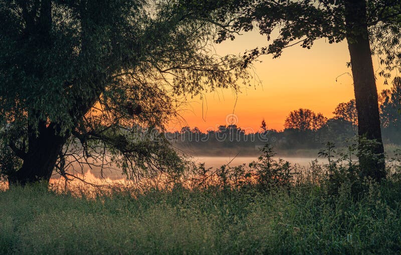 Magic sunrise stock image. Image of river, landscape - 234954689