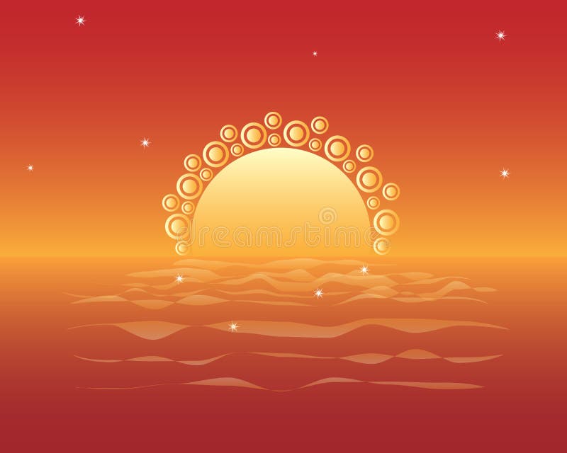 Magic sunset stock vector. Illustration of scene, artistic - 14411379