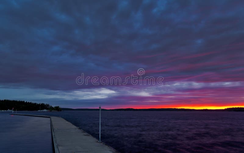 Magic sunset stock image. Image of finland, lake, clouds - 15811597