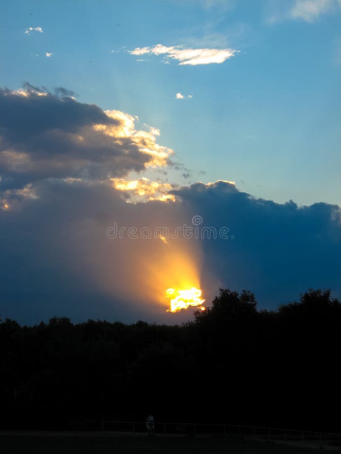 Magic Sunset. Beautiful Dark Clouds at Sunset after a Thunderstorm ...