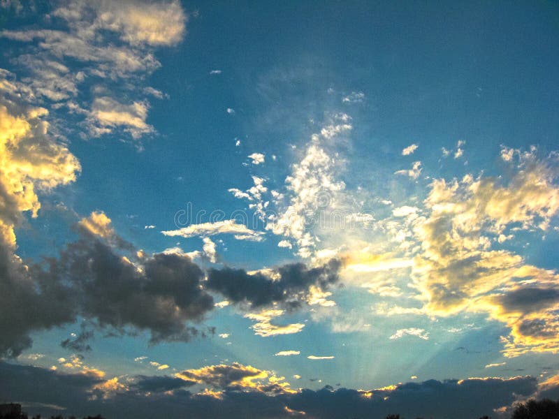 Magic Sunset. Beautiful Dark Clouds at Sunset after a Thunderstorm ...