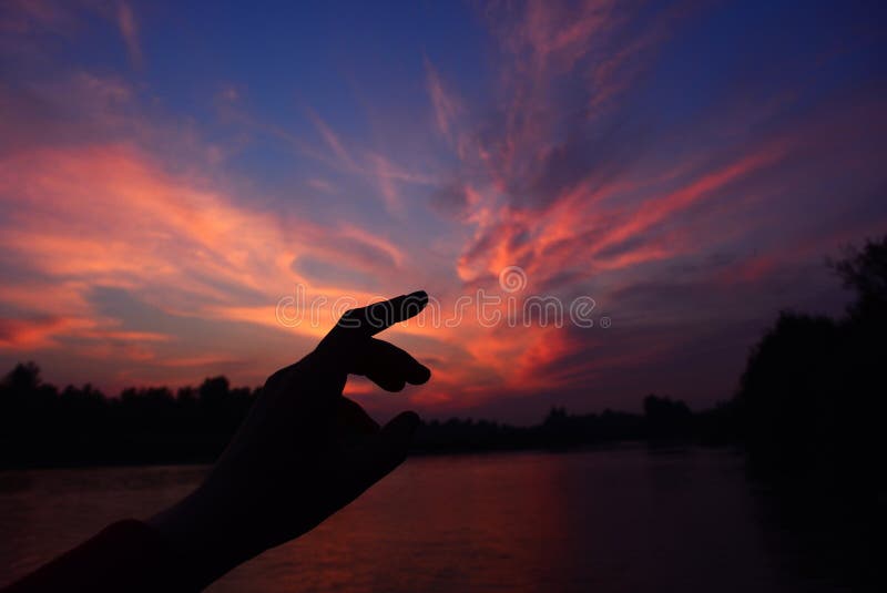Magic Sunset with Colourful Clouds and Moon. Stock Photo - Image of ...
