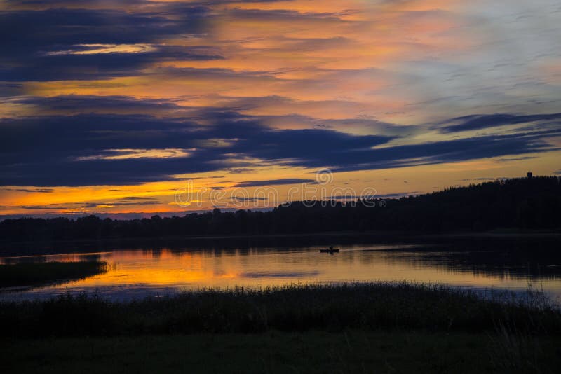 Magic sunset on the lake stock image. Image of card, outdoors - 52429389