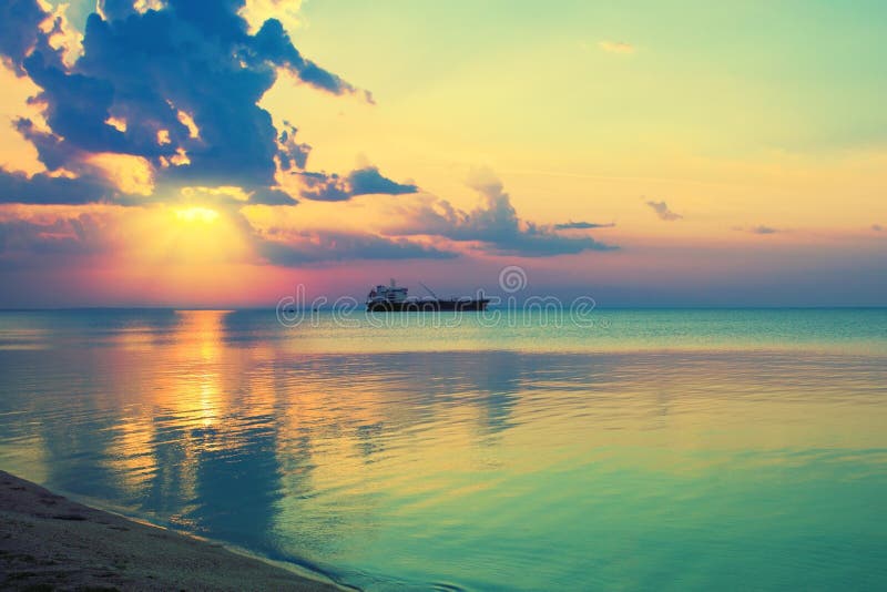 Magic sunset over the sea stock image. Image of beautiful - 39184155