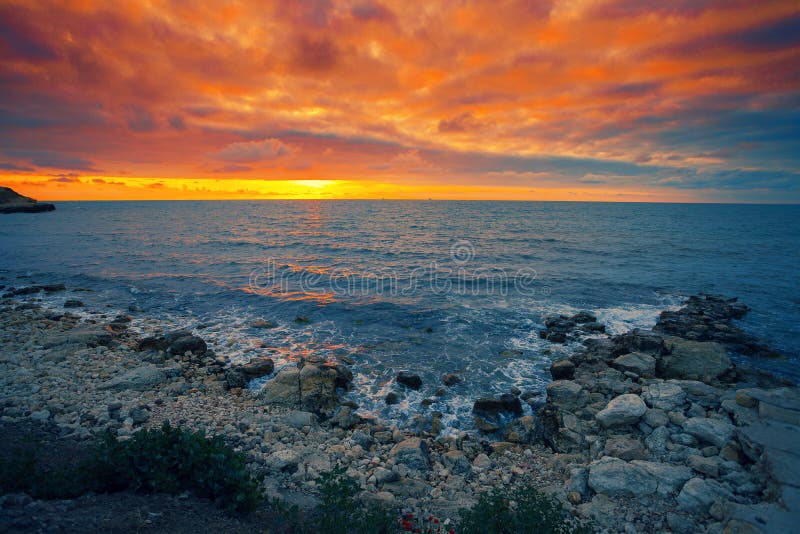 Magic sunset over sea stock photo. Image of landscape - 72917338