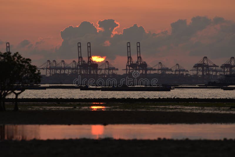 Magic Sunset in River and Mudland Stock Image - Image of garden, hair ...