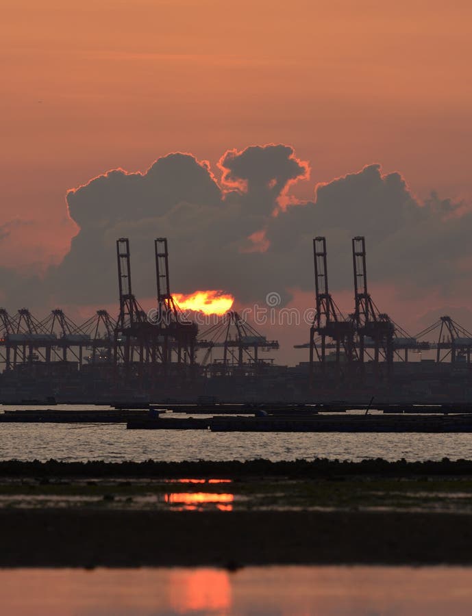 Magic Sunset in River and Mudland Stock Photo - Image of hair, channel ...