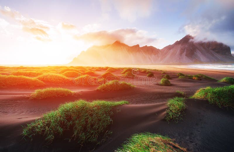 Magic Sunset on a Sandy Beach. Beauty World. Turkey Stock Image - Image ...