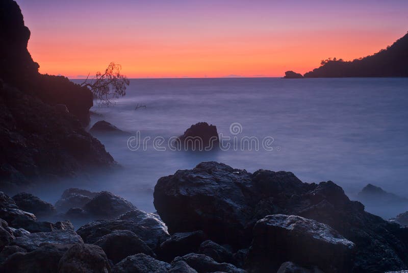 Magic sunset. stock photo. Image of ideal, sand, aqua - 32744958