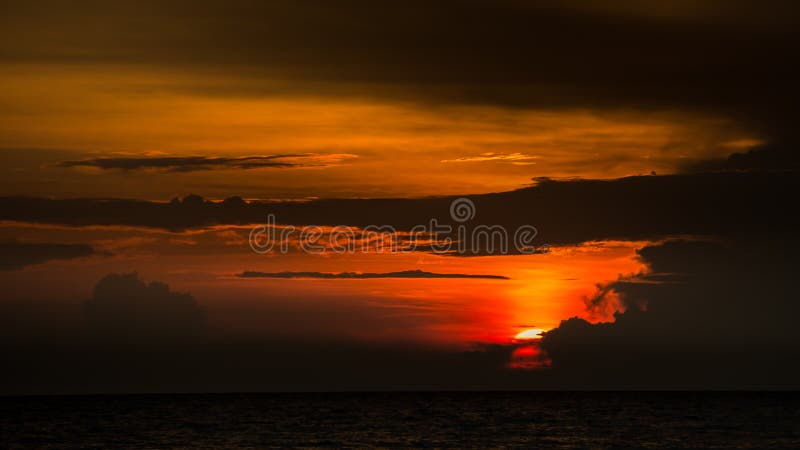 Magic Sunset View Seascape with Beautiful Colorful Sky, Sun and Stock ...