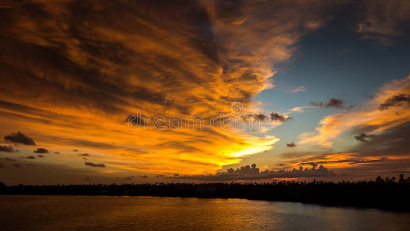 Magic Sunset View Seascape with Beautiful Colorful Sky, Sun and Stock ...