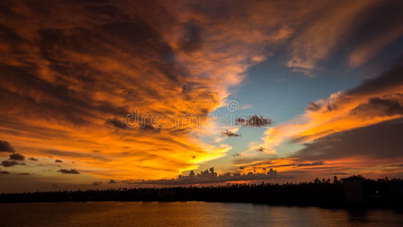 Magic Sunset View Seascape with Beautiful Colorful Sky, Sun and Stock ...