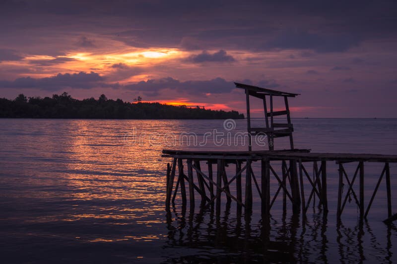 Magic Sunset View Seascape with Beautiful Colorful Sky, Sun and Stock ...