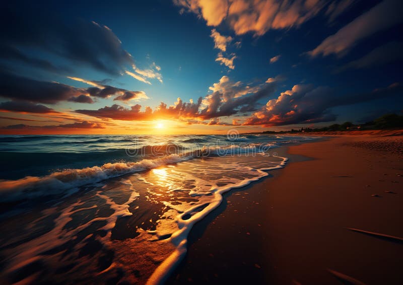 The Magic of Sunsets: Standing at the Beach and Seeing the Light Stock ...