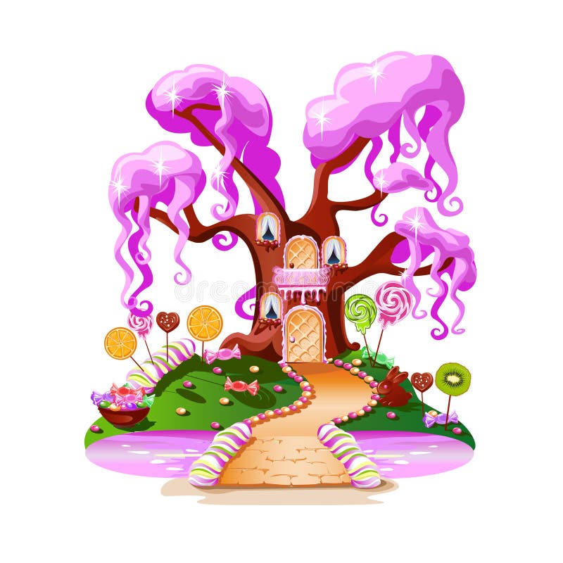 Sweet house on candy land stock vector. Illustration of festive - 184139794