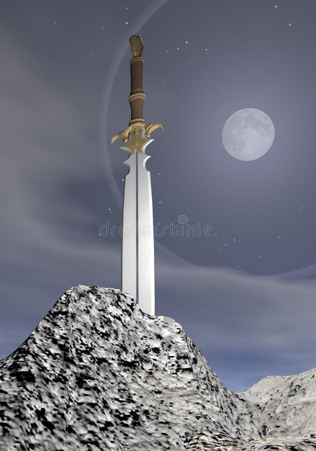 Magic sword - 3D render stock illustration. Illustration of england ...