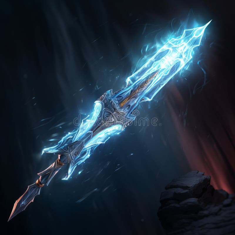Magic Sword Filled with Lightning Stock Illustration - Illustration of ...