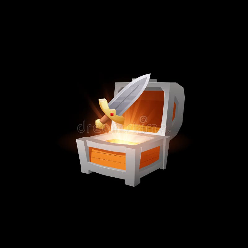Magic Sword Opens a Treasure Chest, 3d Realistic Vector Illustration ...