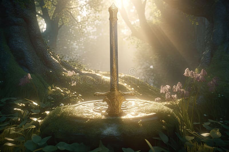 Magic Sword in the Stone. Medieval Sword of Legend, Magic and Power ...