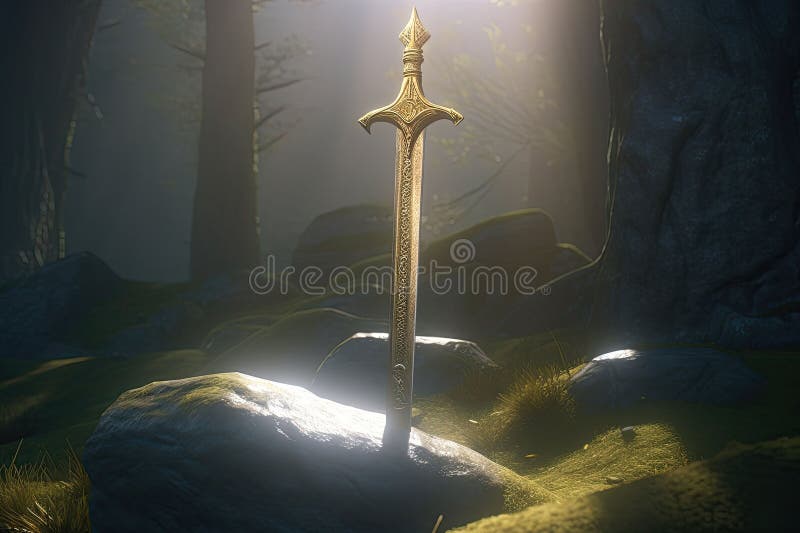 Magic Sword in the Stone. Medieval Sword of Legend, Magic and Power ...