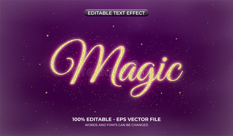 Magic Text Effect with Glitter on a Dark Purple Background Stock Vector ...