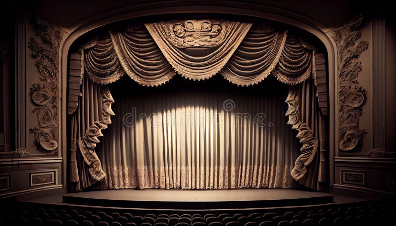 Magic Theater Stage Red Curtains Show Spotlight Stock Photo - Image of ...