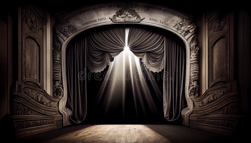 Magic Theater Stage Red Curtains Show Spotlight Stock Illustration ...