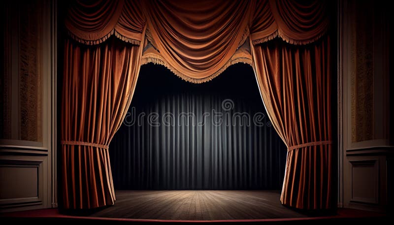 Magic Theater Stage Red Curtains Show Spotlight Stock Illustration ...