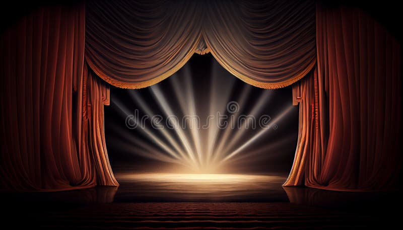Magic Theater Stage Red Curtains Show Spotlight Stock Illustration ...