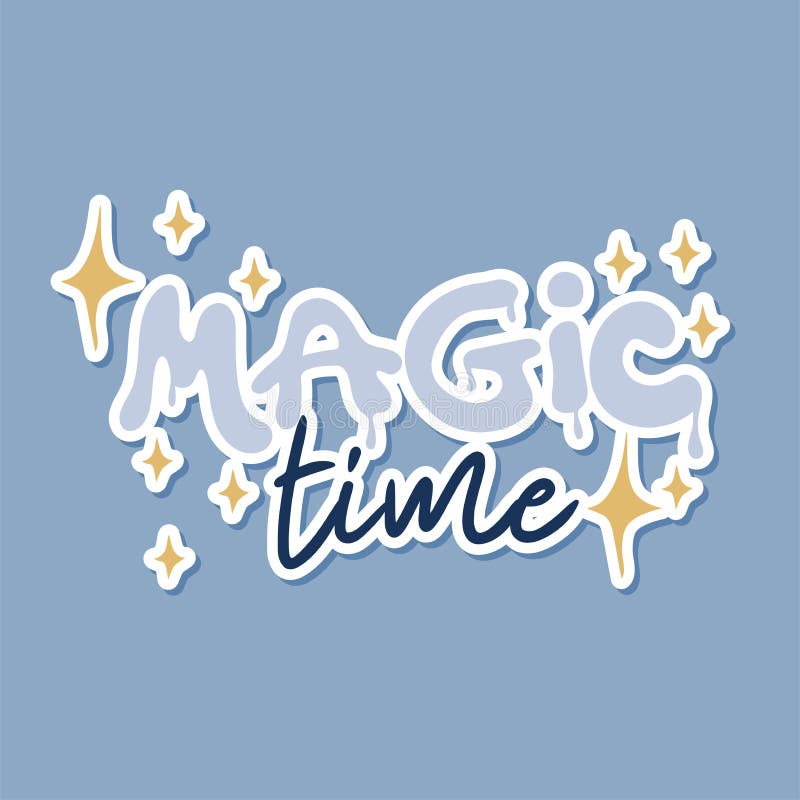 Magic Time Sticker with Stars. Winter Holiday Concept Stock Vector ...