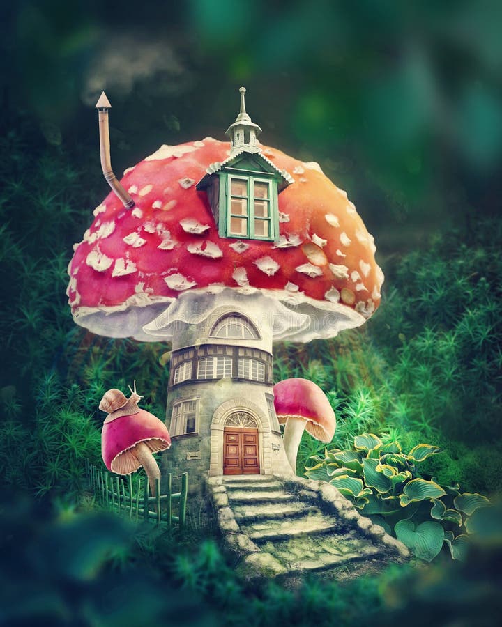 Magic toadstool home stock illustration. Illustration of snail - 248544820