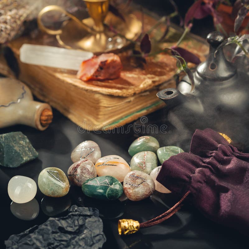 Magic Tools for Divination Ritual on the Table Stock Image - Image of ...