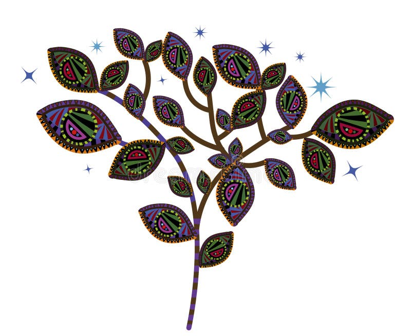 Magic tree with stars stock vector. Illustration of decorative - 16139873