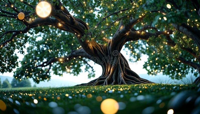 Magic Tree. Magic Tree is Illuminated by Magical Shine Stock ...
