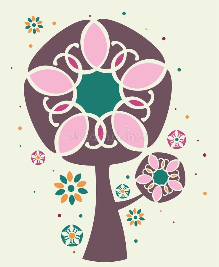 Magic tree illustration stock vector. Illustration of retro - 12547287