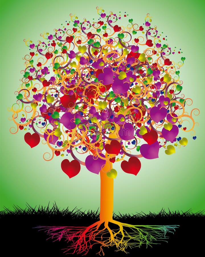 Love tree stock vector. Illustration of confetti, event - 13483751