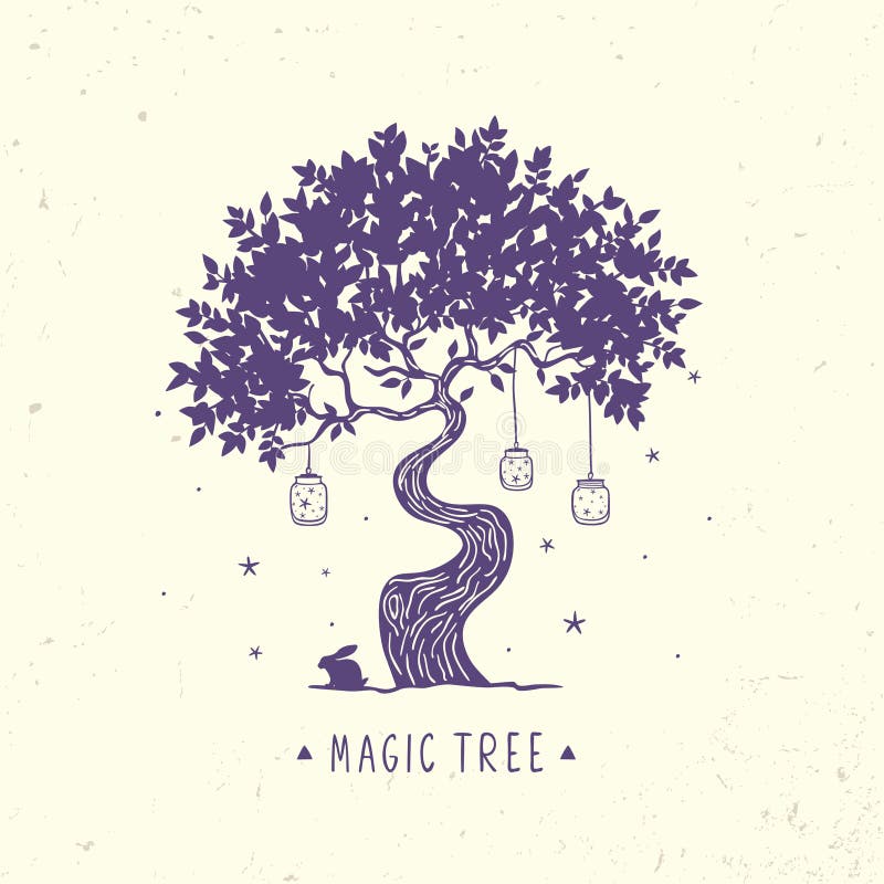 Magic tree silhouette stock vector. Illustration of monochrome - 76840625