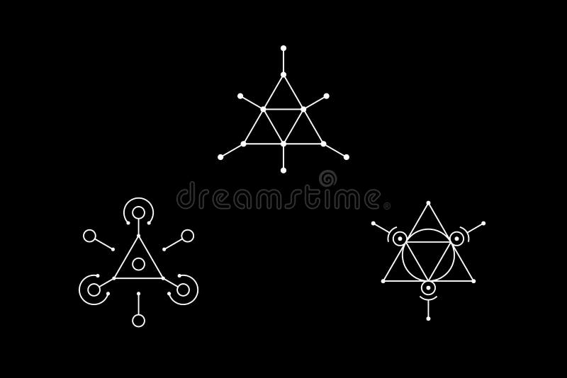 Magic Triangular Geometry White Symbol Set with Inscribed Circle ...